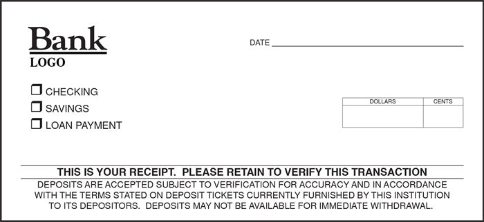 Offset Printed Teller Receipt for Banks or Credit Unions